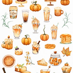 Pumpkin Spice Clipart | Watercolor Pumpkin Clipart | Fall Clipart ...
