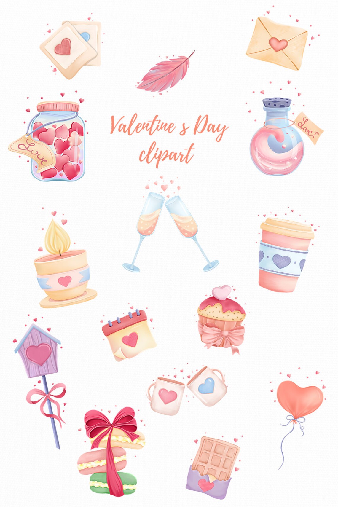 Valentine Clipart Digital Illustrations Valentines Day Clip - Etsy