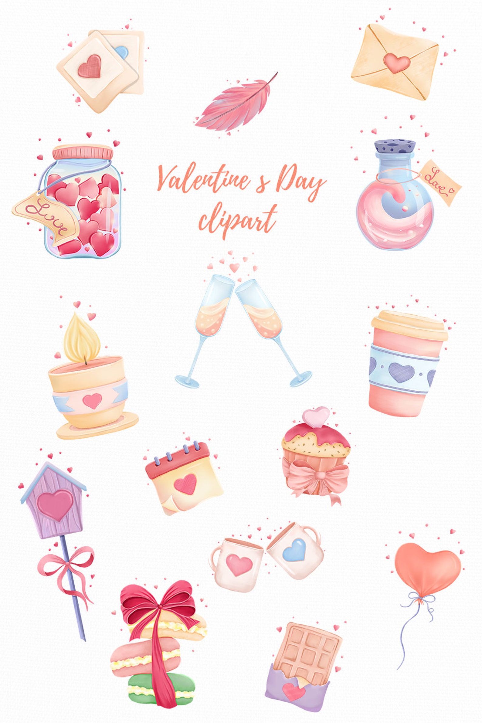 Valentine Clipart Digital Illustrations Valentines Day Clip - Etsy