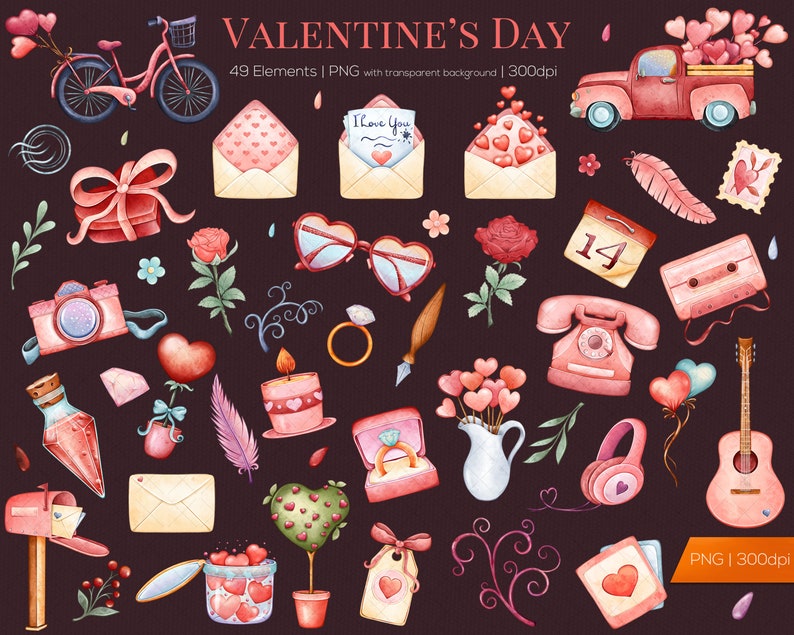 Valentines Day Clipart Valentine Clip Art Valentine - Etsy