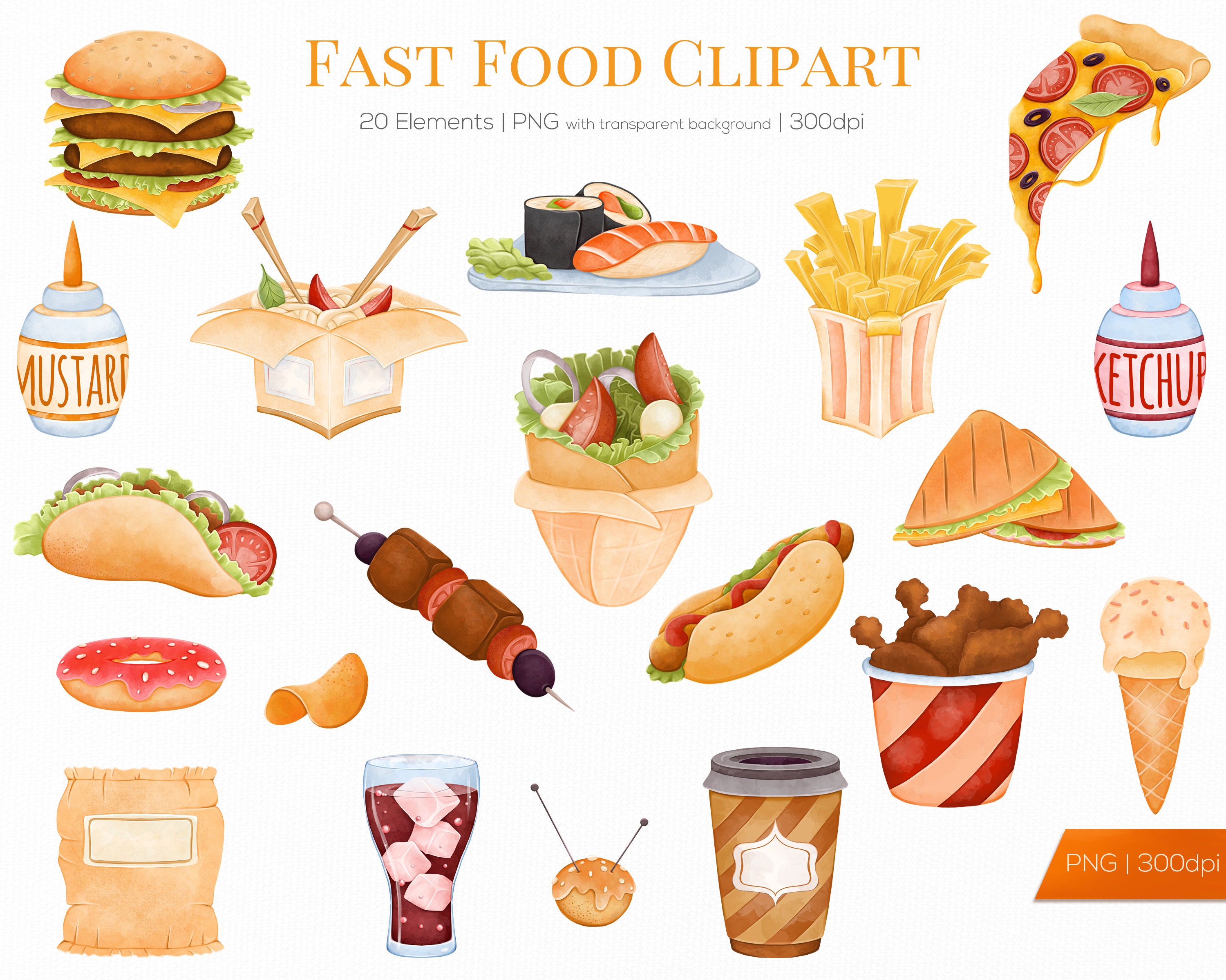 Fastfood Clipart Junk Food Clipart Food Clip Art - Etsy