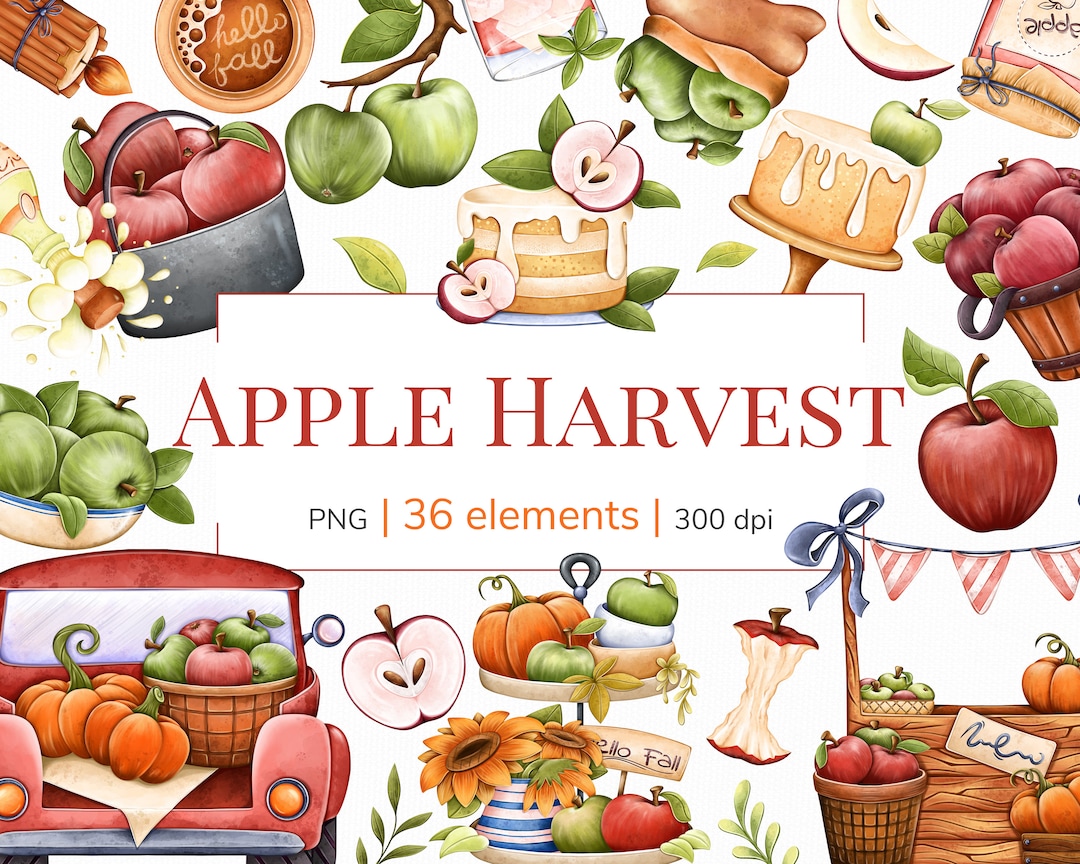 Apple Clipart | Watercolor Apple Clipart | Fall Clipart | Thanksgiving ...