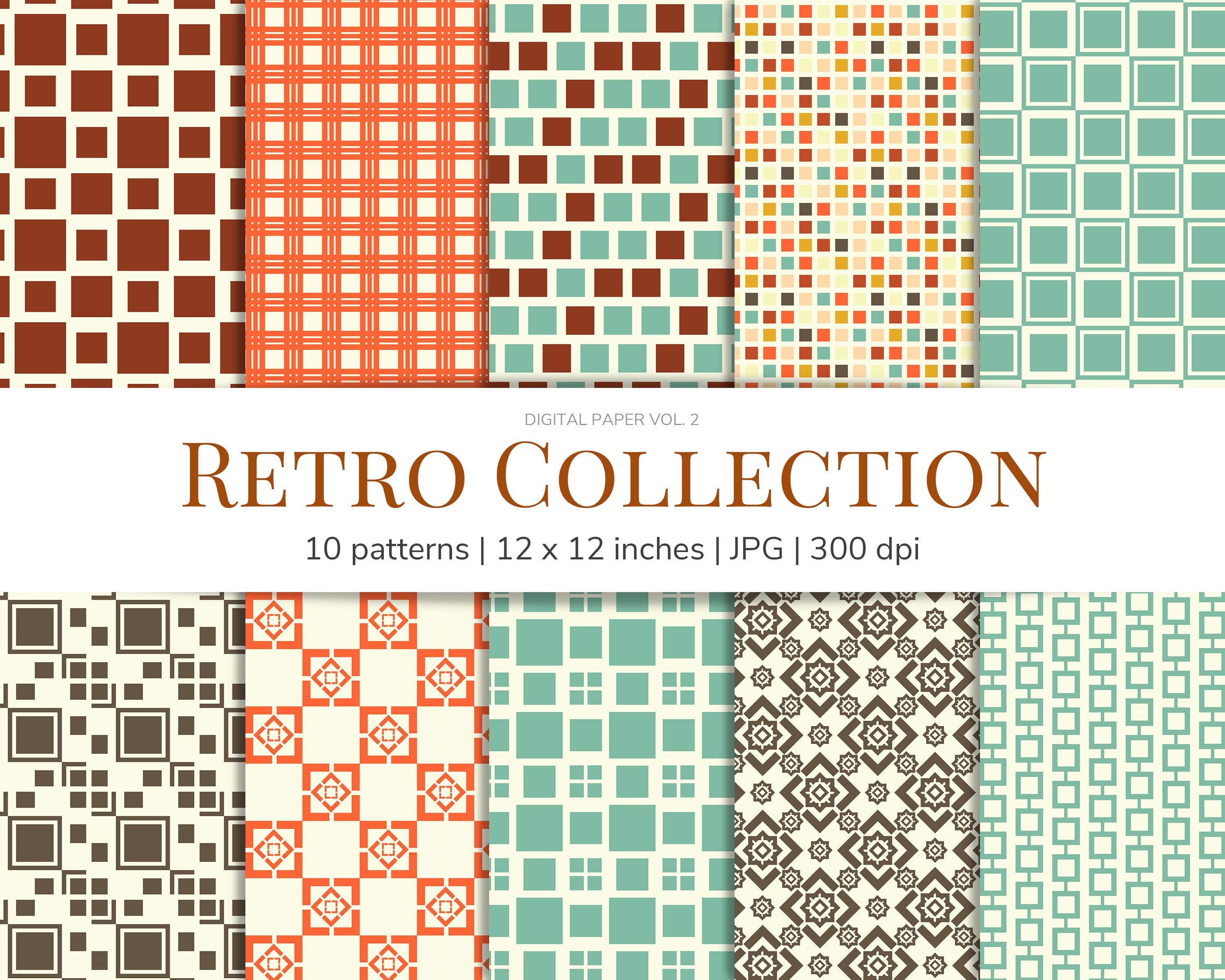 Retro style digital paper. Retro scrapbook paper. Retro | Etsy