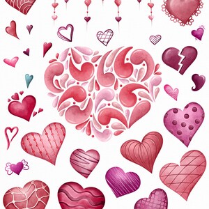 Valentine PNG | Pink Heart Clipart | Valentines Watercolor Hearts ...