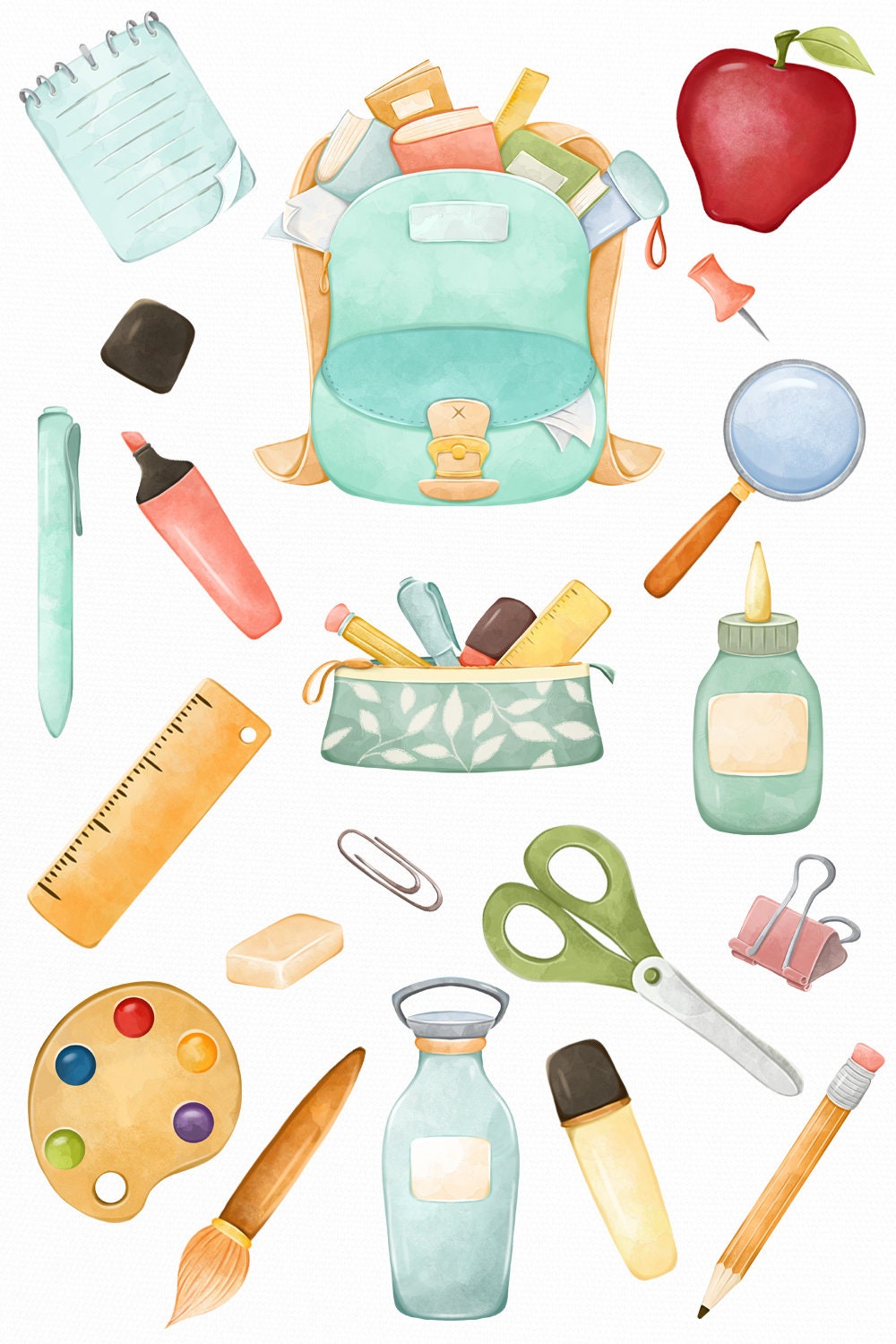 School Clip Art Back to School Png School Supplies - Etsy UK