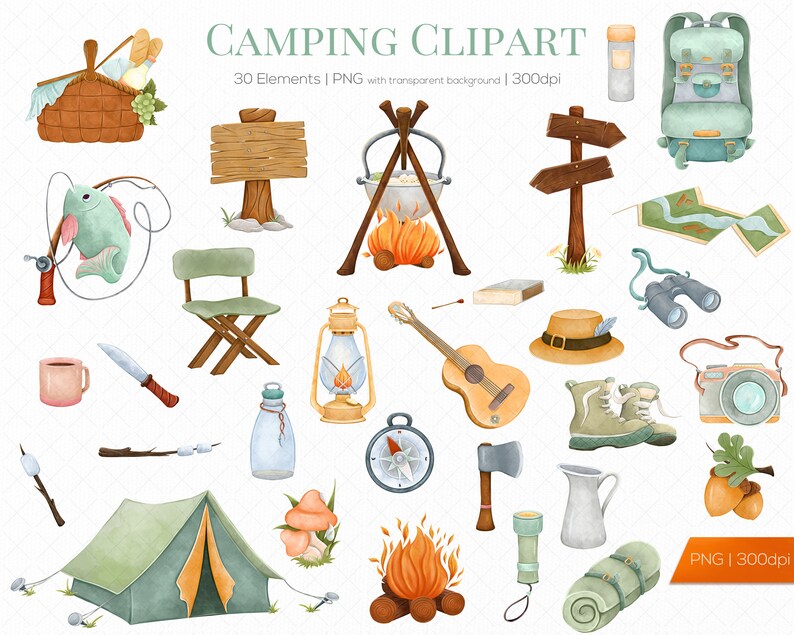Camping Clipart Summer Clipart Travel Clipart Camper - Etsy