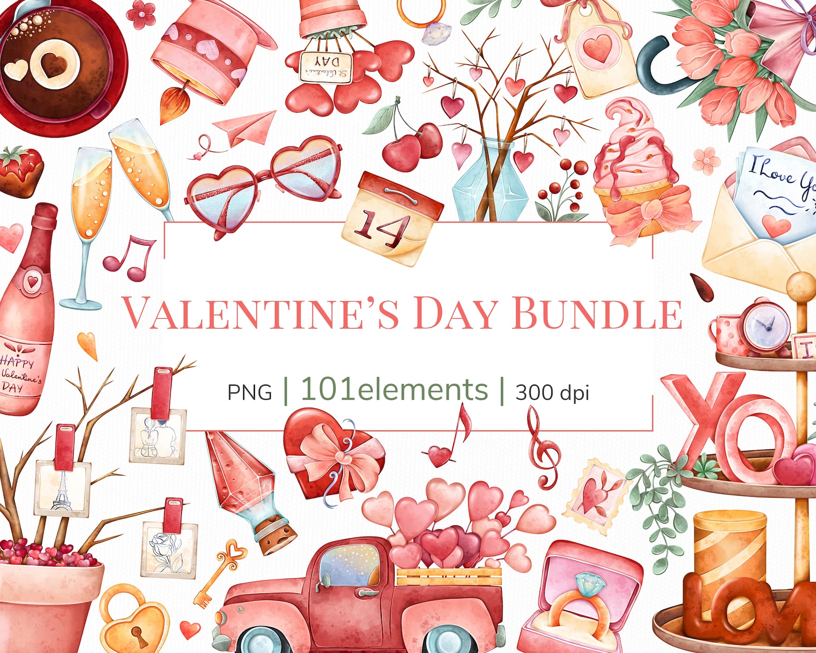 Valentines Day Clipart Bundle Valentine Clip Art Love - Etsy