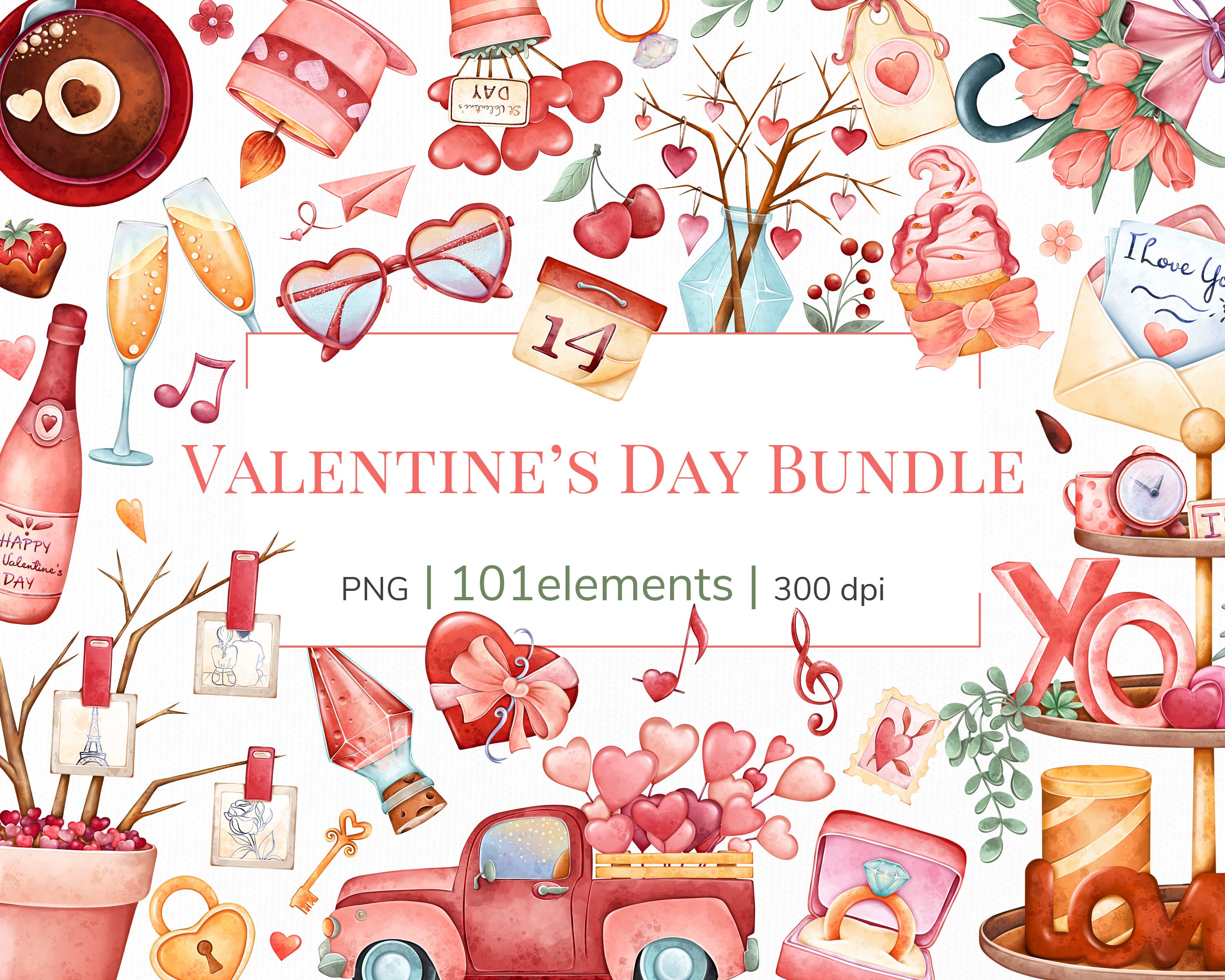 Valentines Day Clipart Bundle Valentine Clip Art Love - Etsy