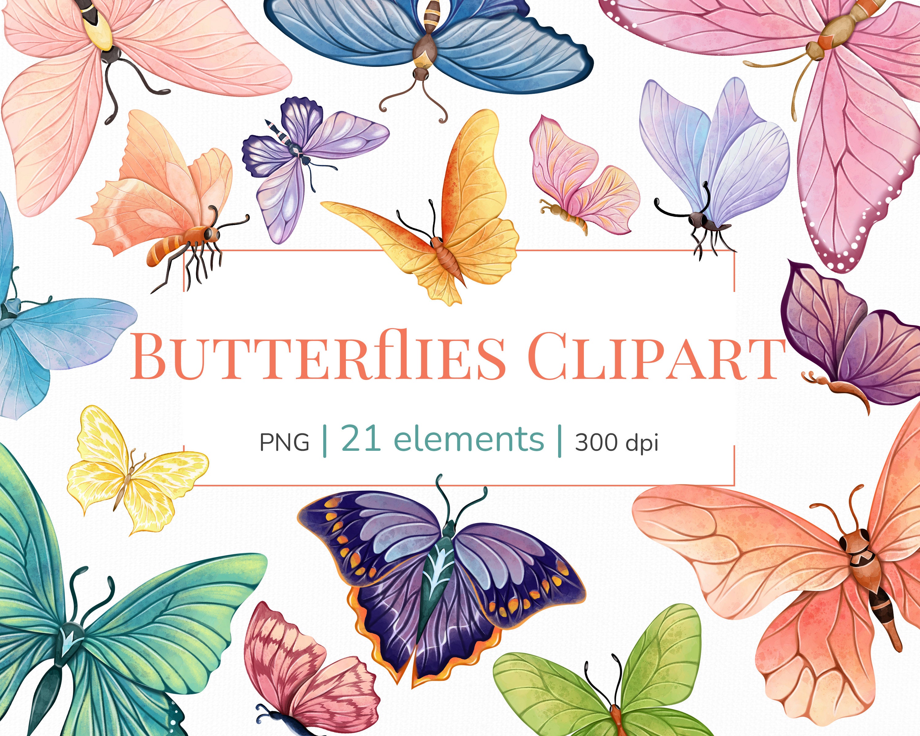 Butterfly Clipart Watercolor Butterfly Clip Art Hand - Etsy