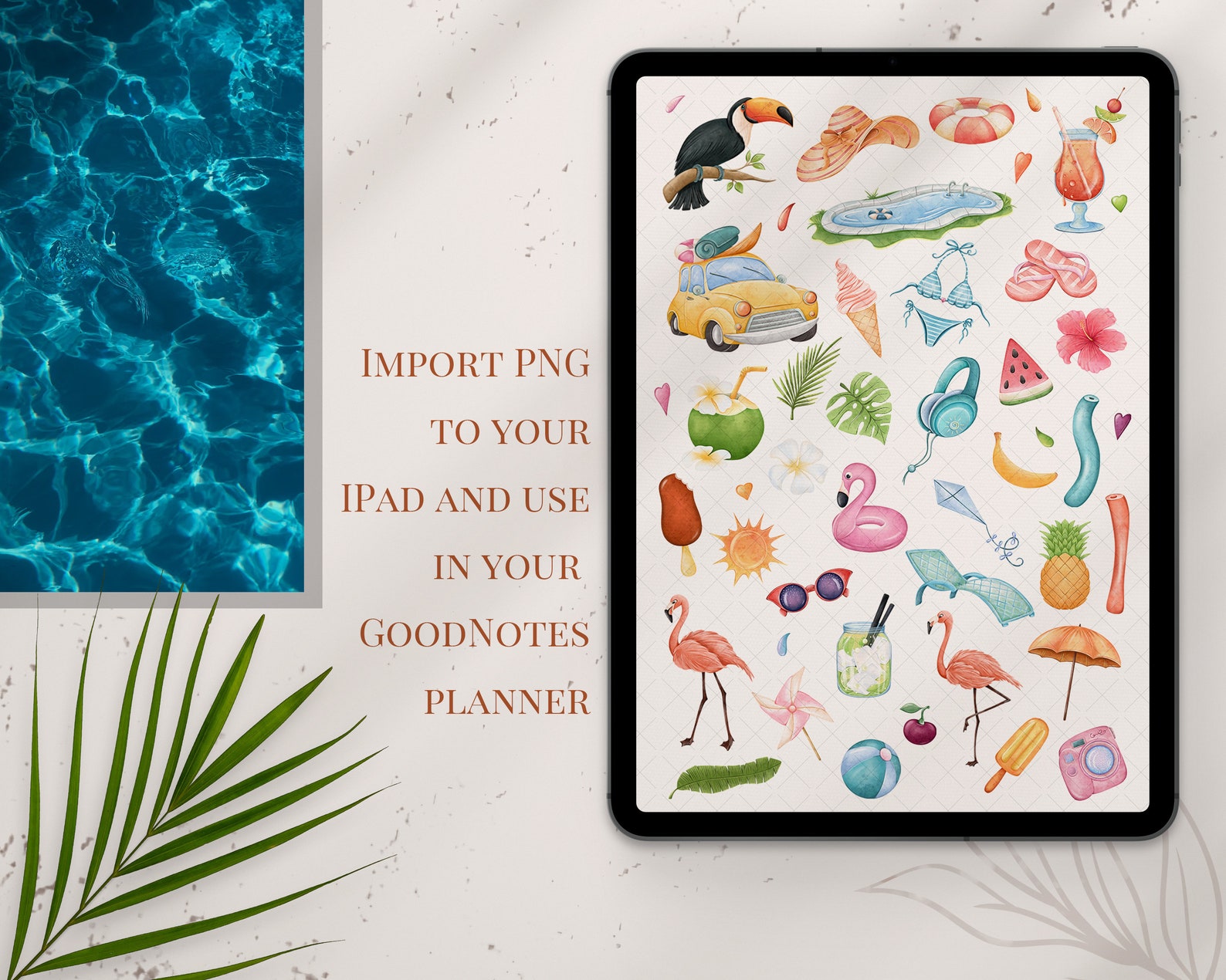 Summer Clipart Pool Party Clipart Watercolor Summer Clip Art Tropical ...