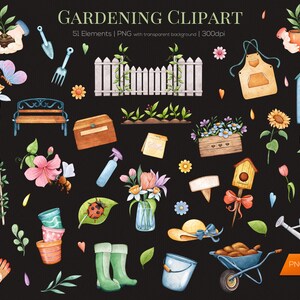 Gardening Clipart | Spring Clip Art | Farmhouse Clipart | Flower ...
