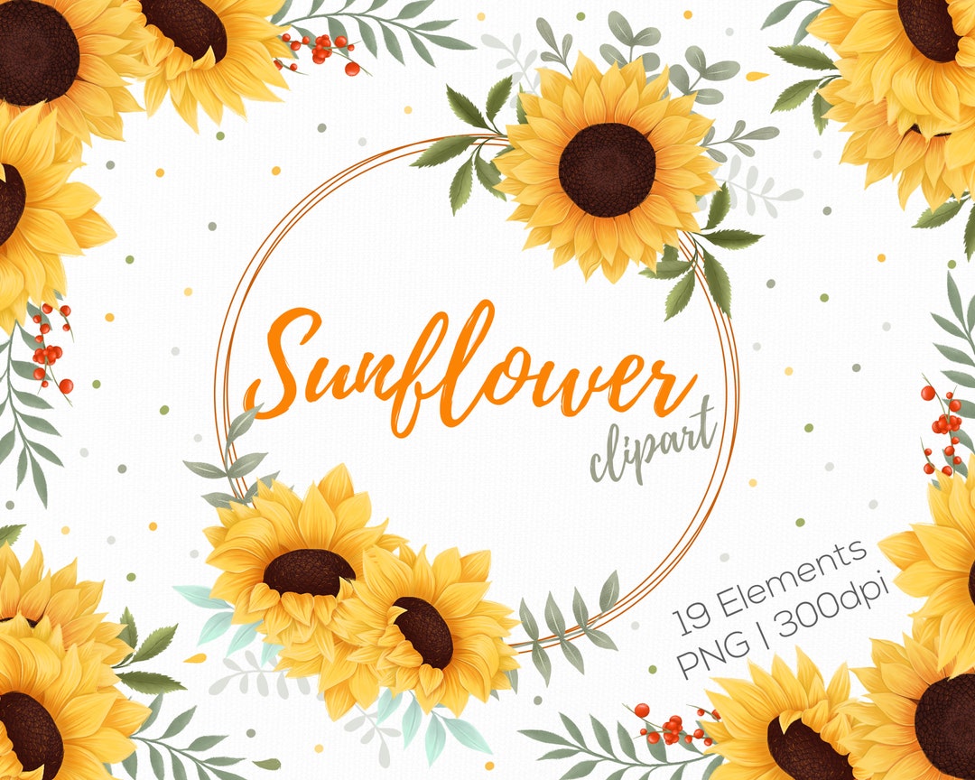 Sunflower Clipart | Sunflower Png | Sunflower Wreath | Sunflower Clip ...