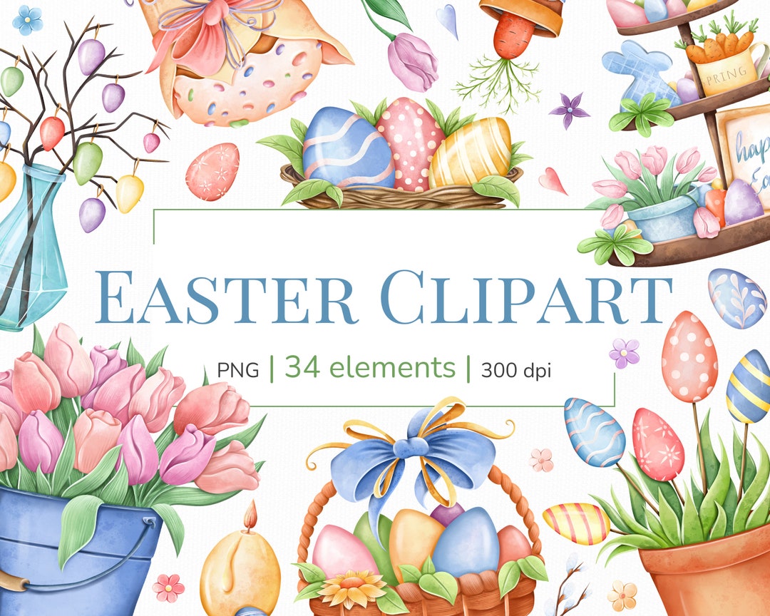 Easter Clipart Png Files | Easter Eggs Clipart | Easter Bunny Ears Clip ...