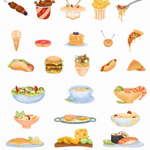 Food Clipart Bundle | Junk Food Clipart | Fast Food Illustration PNG ...