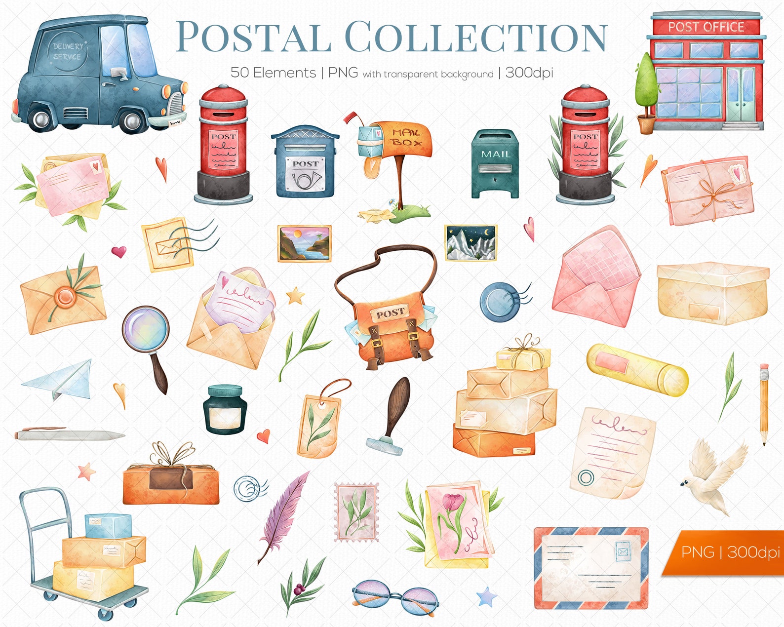 Mail Clipart Png Set Post Office Clipart Air Mail Clipart - Etsy