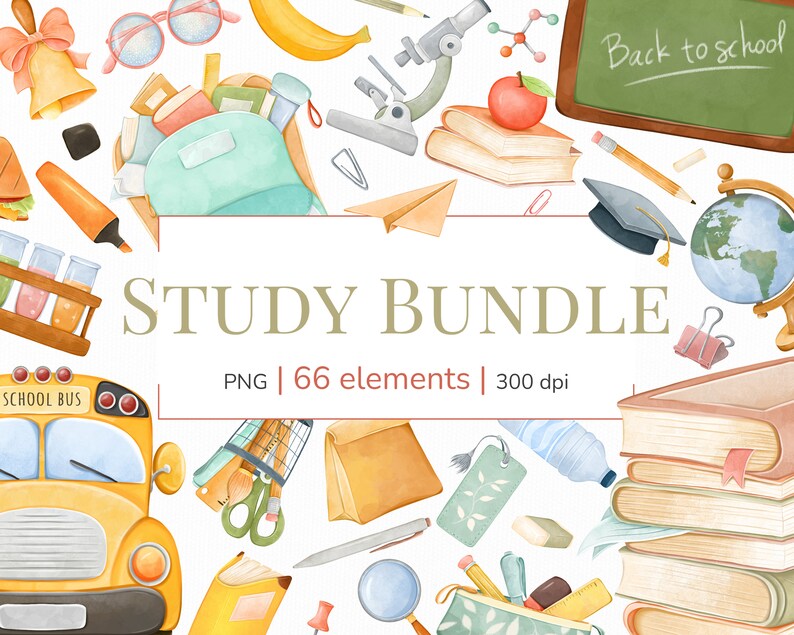 School Clipart Bundle Back to School Clipart Png School | Etsy
