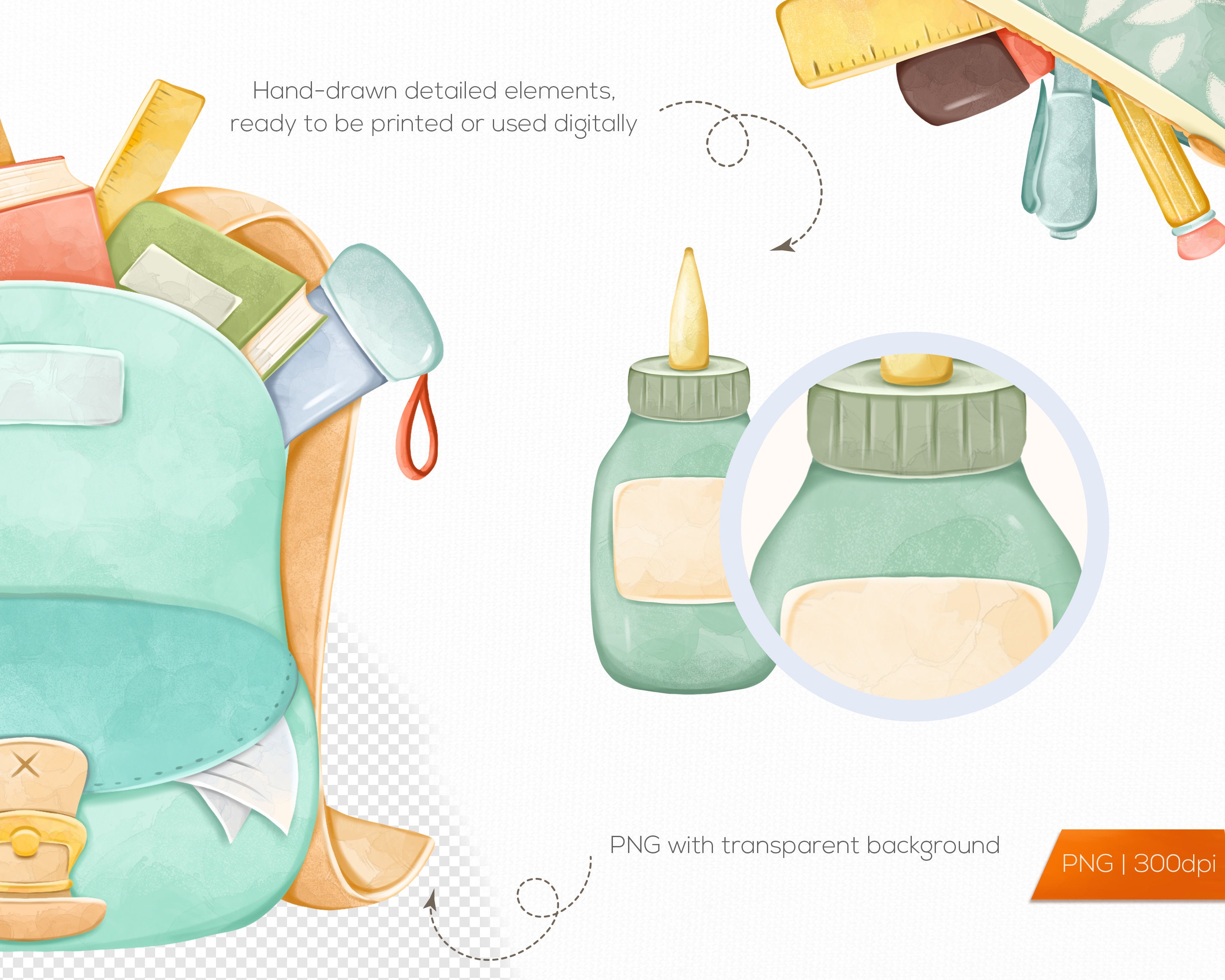 School Clip Art Back to School Png School Supplies - Etsy