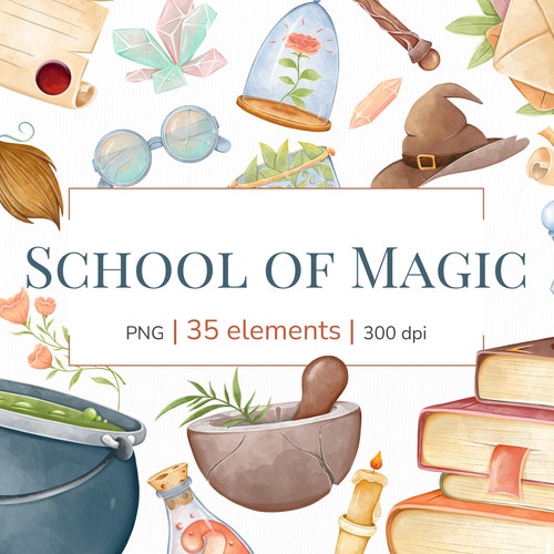 Wizard Clip Art Magic Clipart Witch Castle Magic School - Etsy