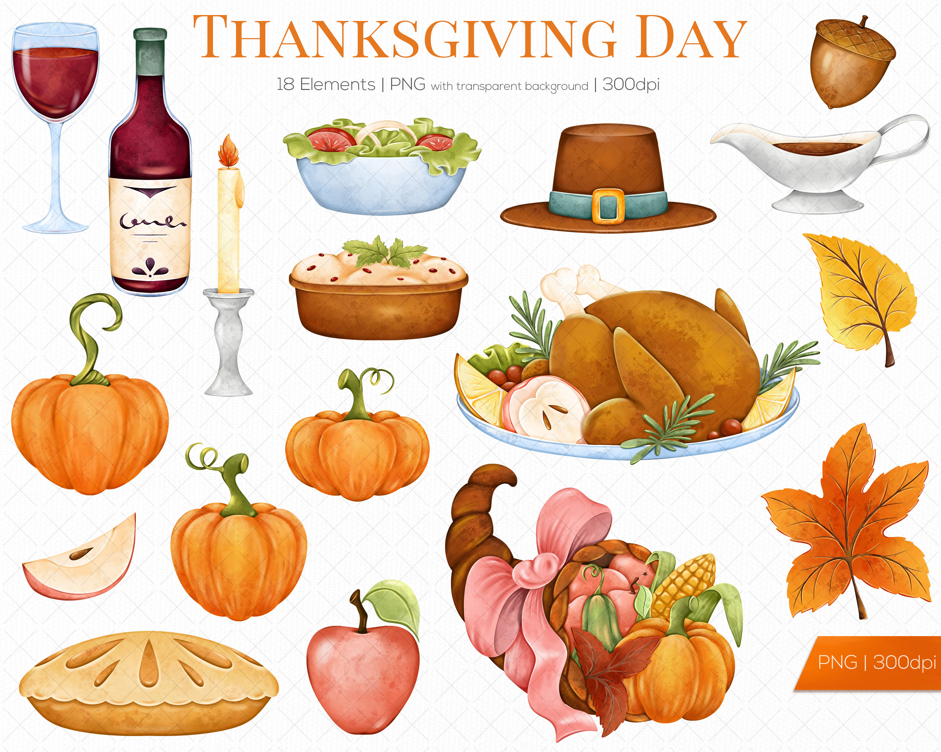 Thanksgiving Day Clipart Cute Autumn Clipart Fall Clipart - Etsy