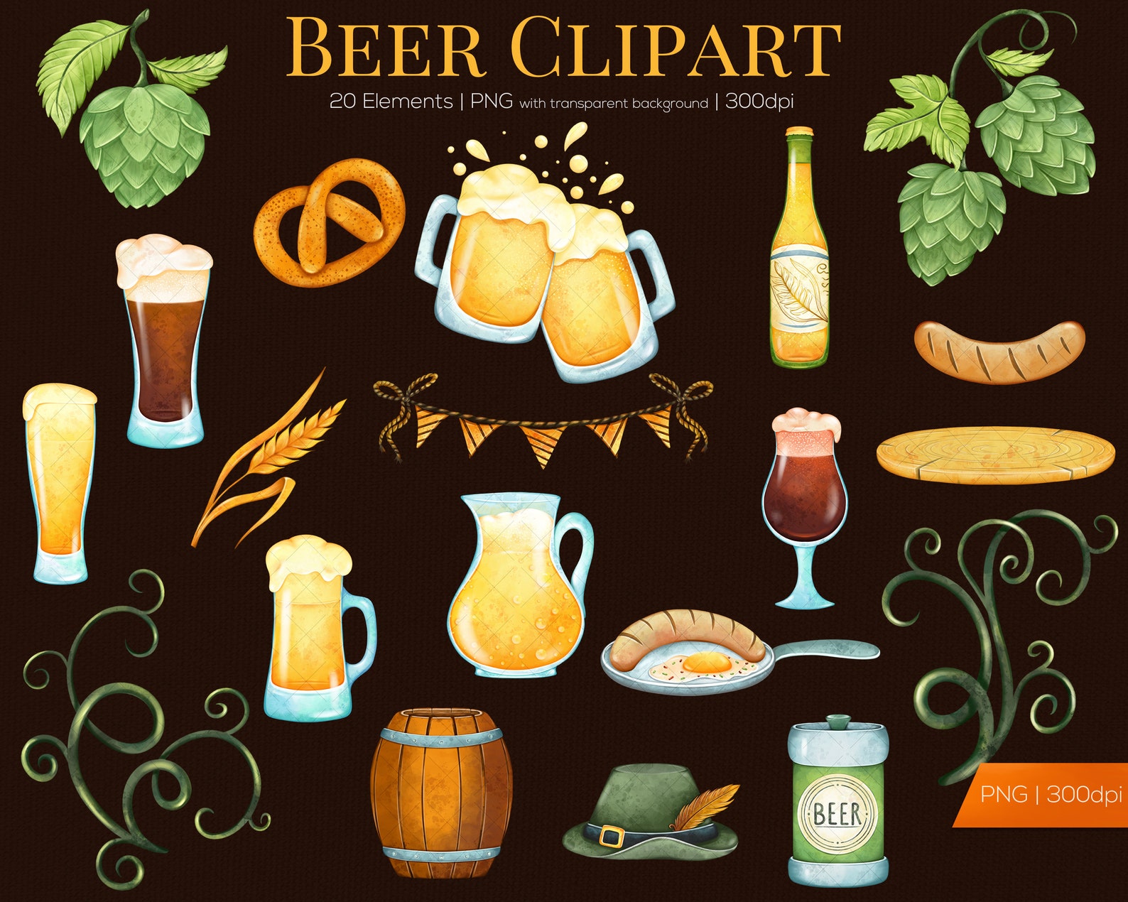 Beer Clipart Cute Drinks Clipart Alcohol Drink Clipart - Etsy
