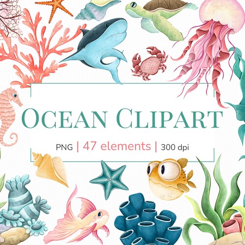 Watercolor Coral Reef Fish Clipart Ocean Clipart Sea Life - Etsy