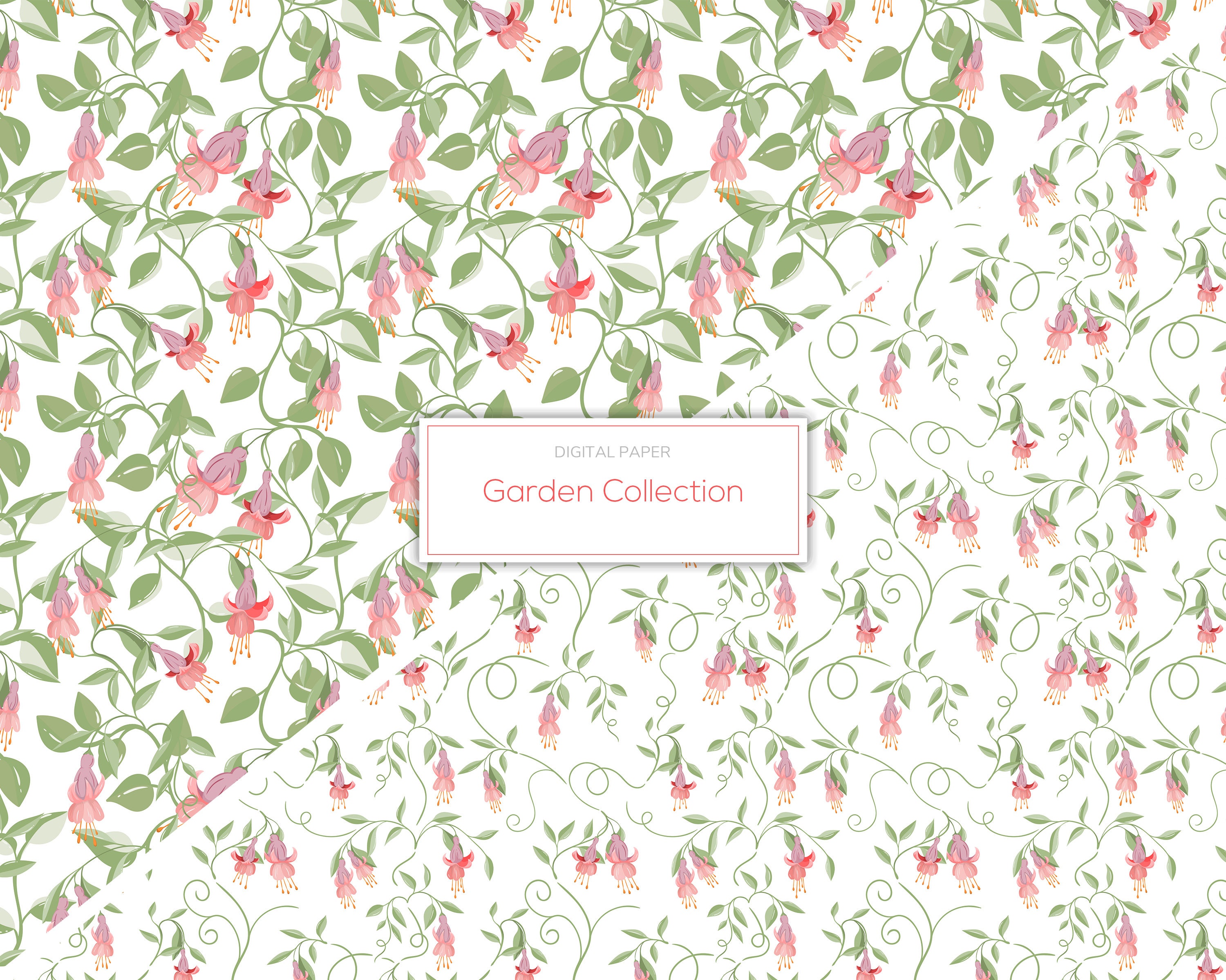 Garden Digital Paper. Spring Digital Paper. Floral Pattern - Etsy