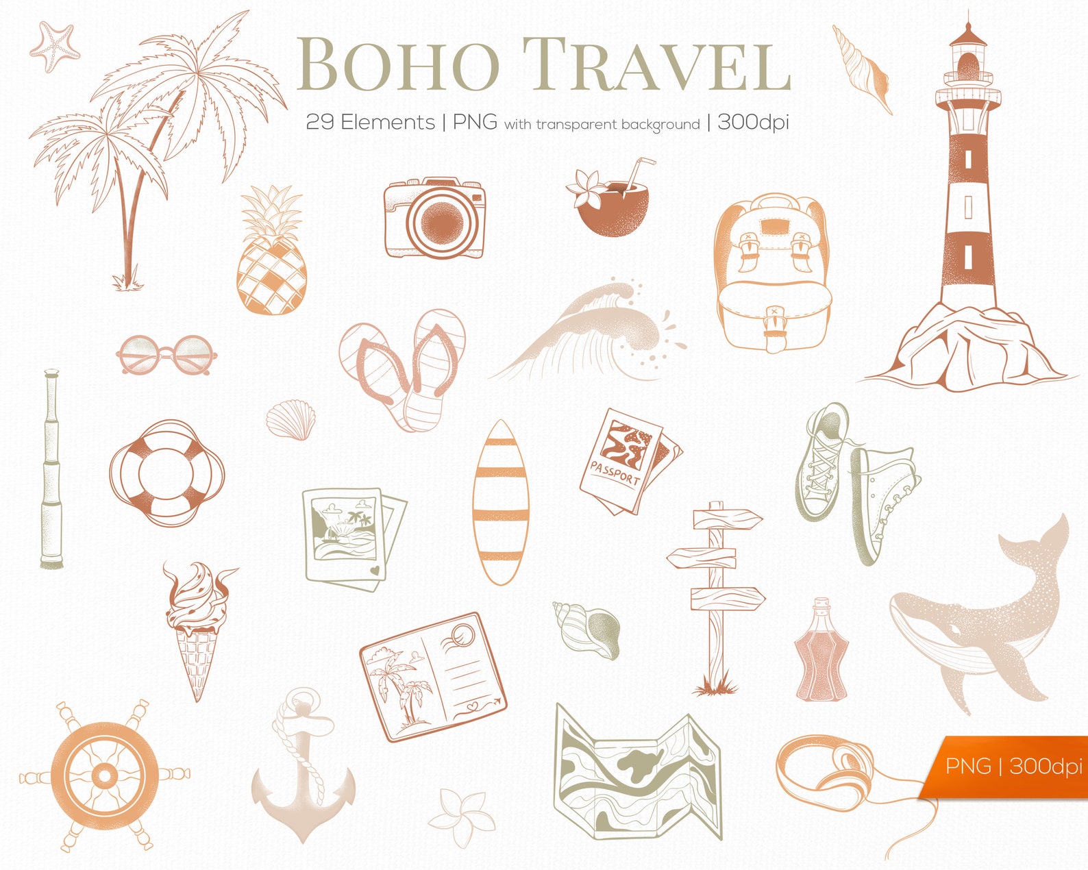 Summer Clipart Travel Clipart Beach Clipart Ocean - Etsy