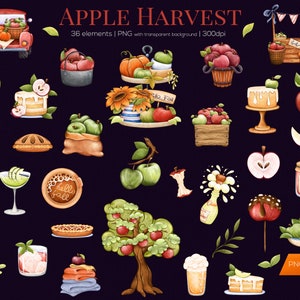 Apple Clipart | Watercolor Apple Clipart | Fall Clipart | Thanksgiving ...