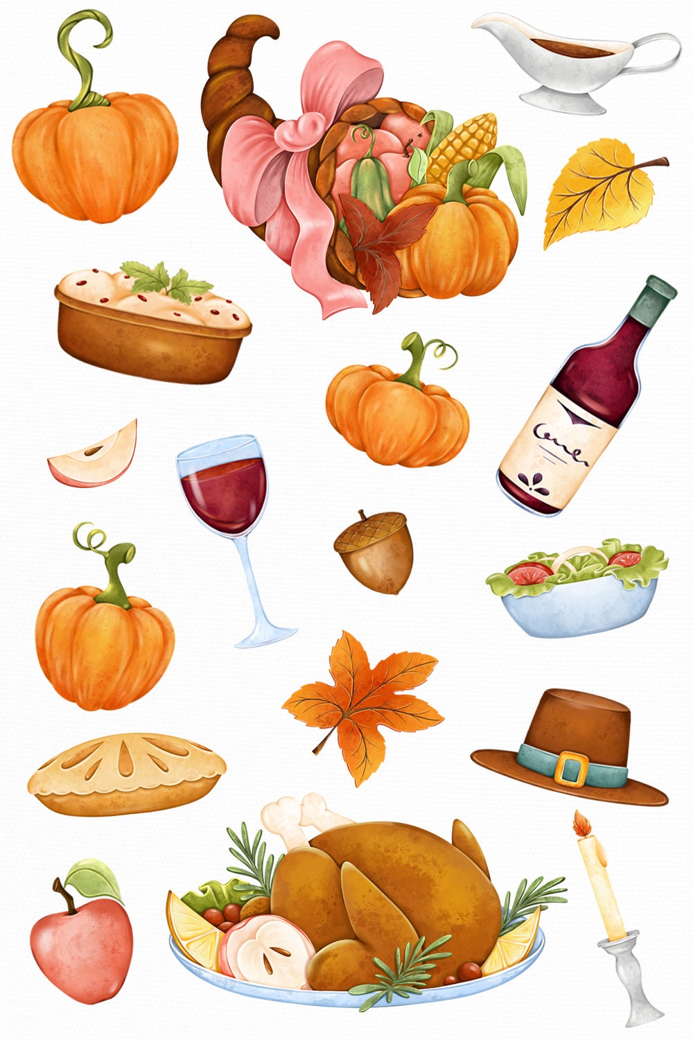 Thanksgiving Day Clipart Cute Autumn Clipart Fall Clipart - Etsy