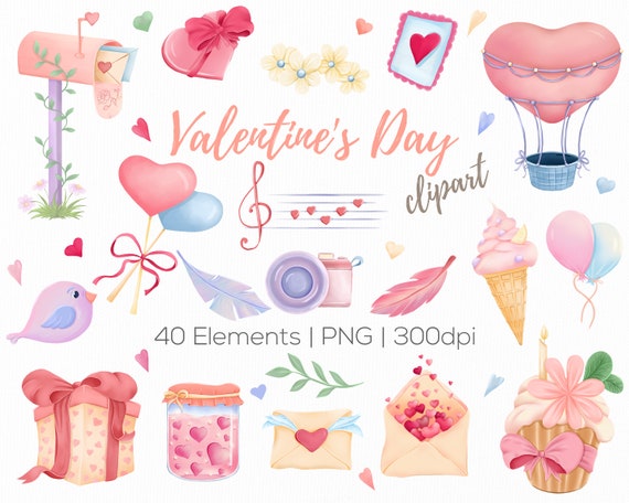 Valentines Day Clipart Valentine Clipart Cute Love Clipart | Etsy