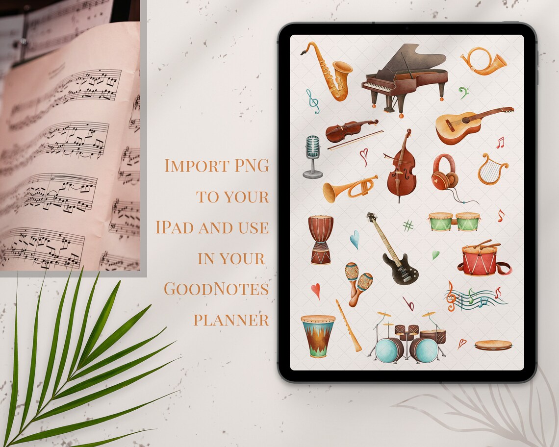 Music Clipart Png Digital Watercolor Musical Instruments - Etsy