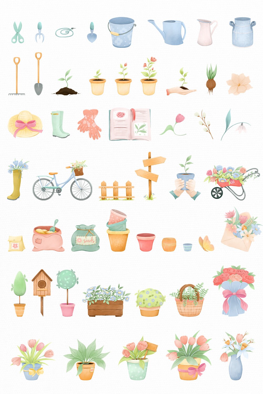 Gardening Clipart Spring Garden PNG Potted Plants and - Etsy