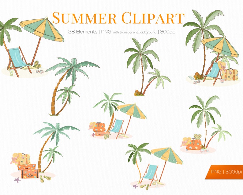 Summer Clipart Summer Vacation Clipart Cute Summer Clipart - Etsy