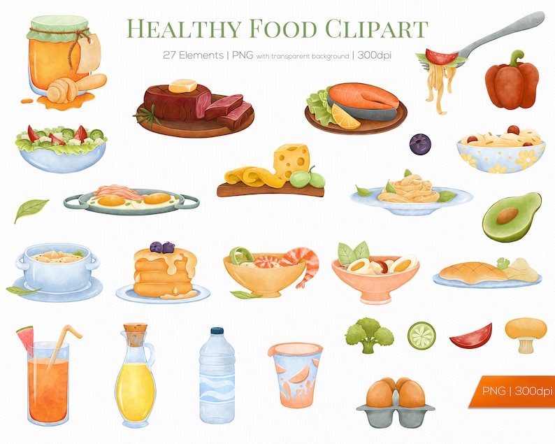 Healthy Food Clipart Vegetable Clipart Food Illustration - Etsy