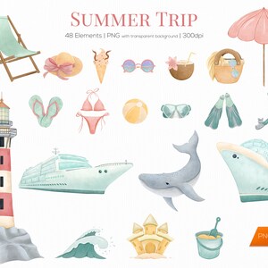 Beach Clipart. Travel Clipart. Summer Clipart Png Files. Instant ...