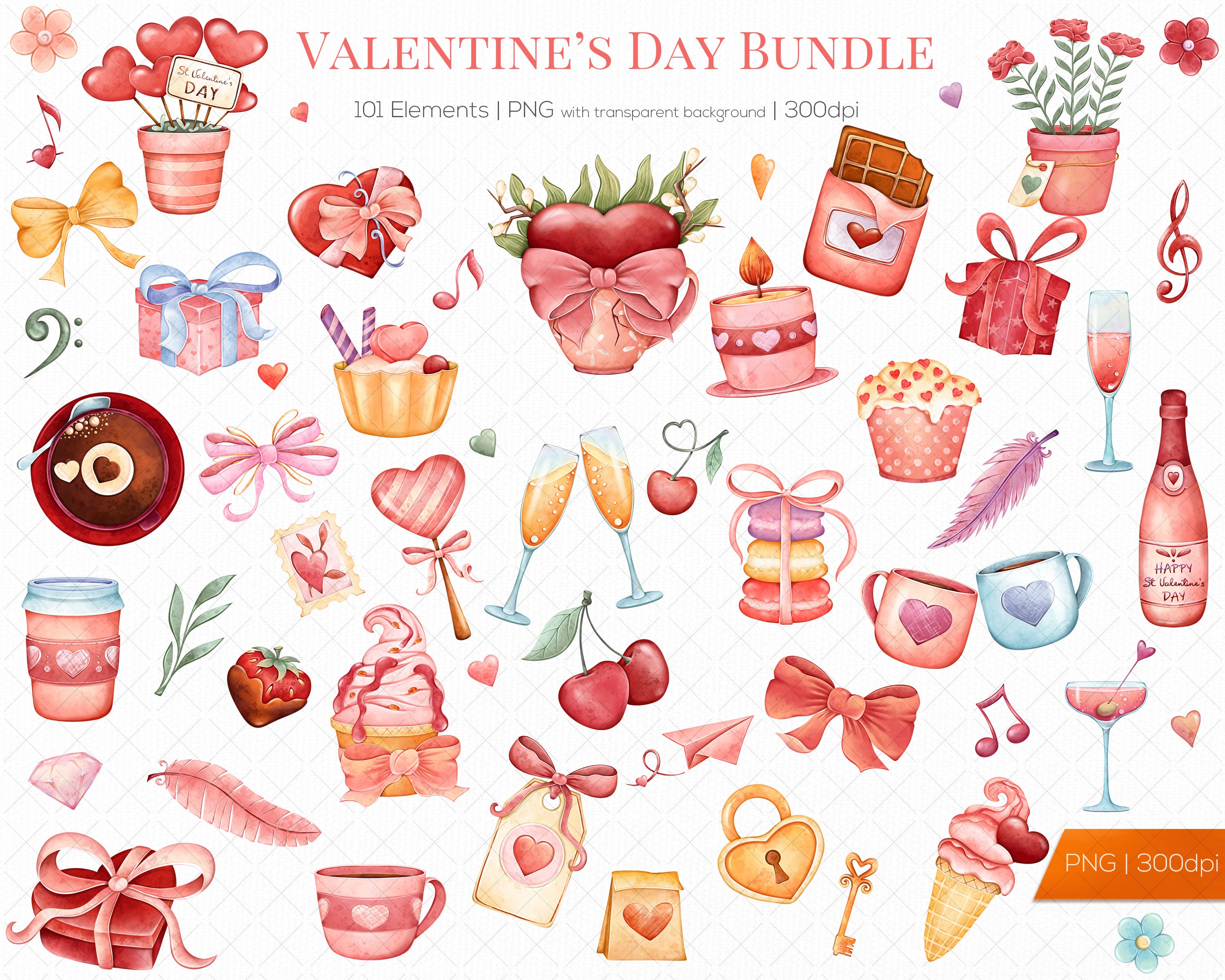 Valentines Day Clipart Bundle Valentine Clip Art Love - Etsy