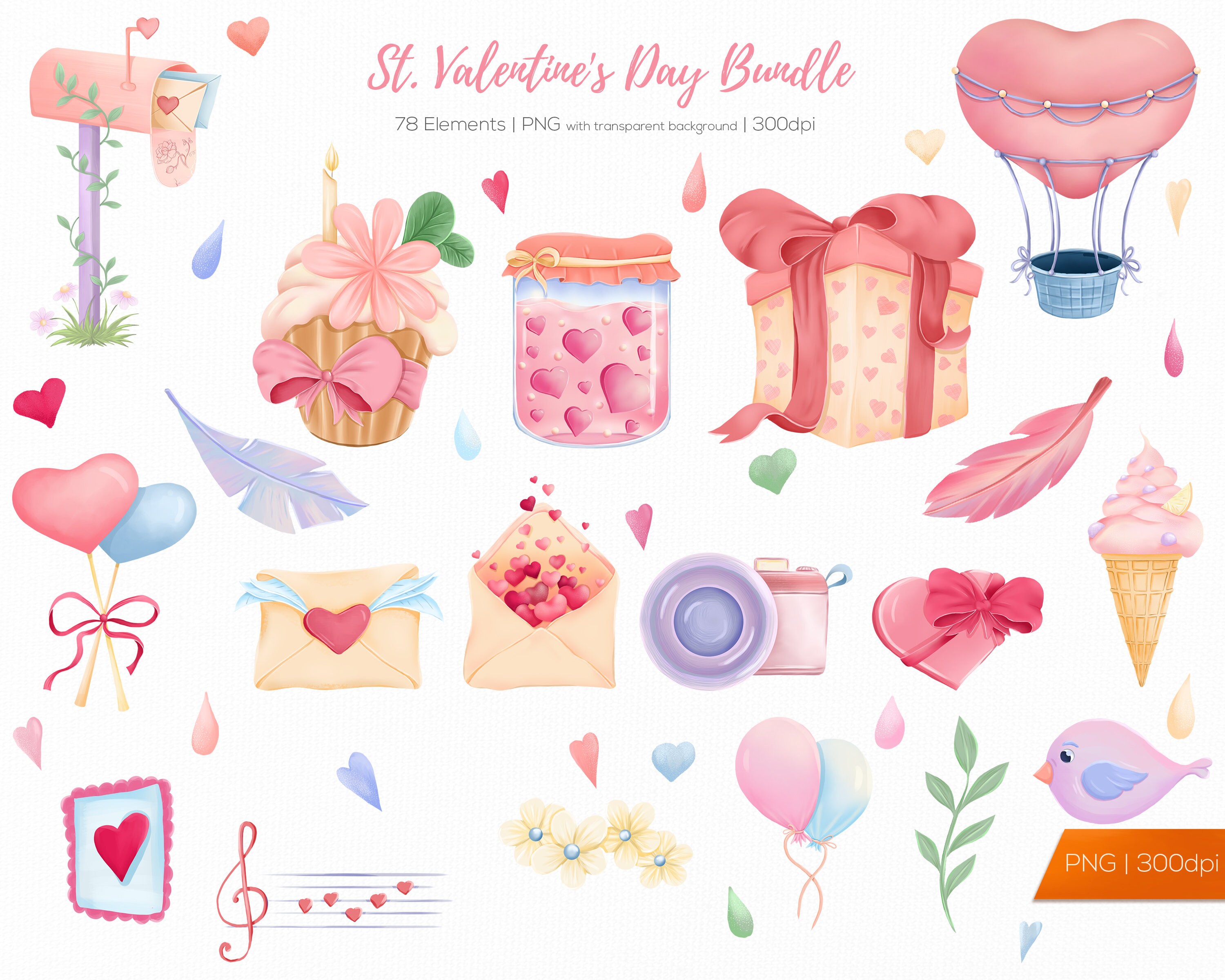 Valentines Day Clipart Bundle Valentine Clipart Cute Love | Etsy
