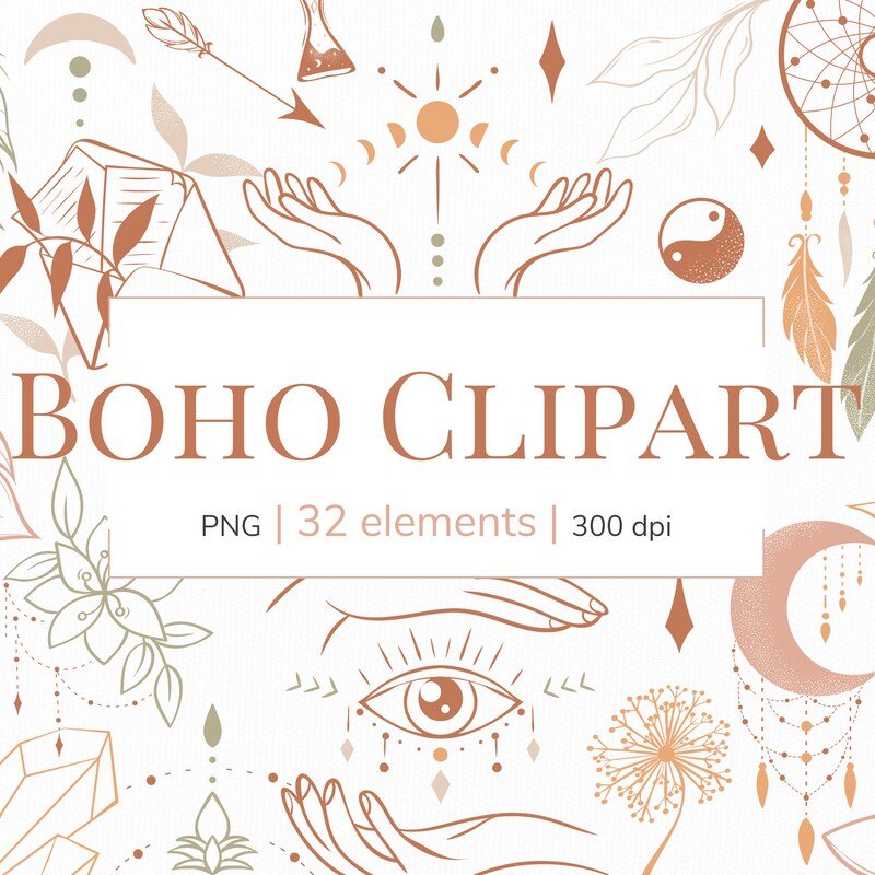 Boho Clip Art - Etsy