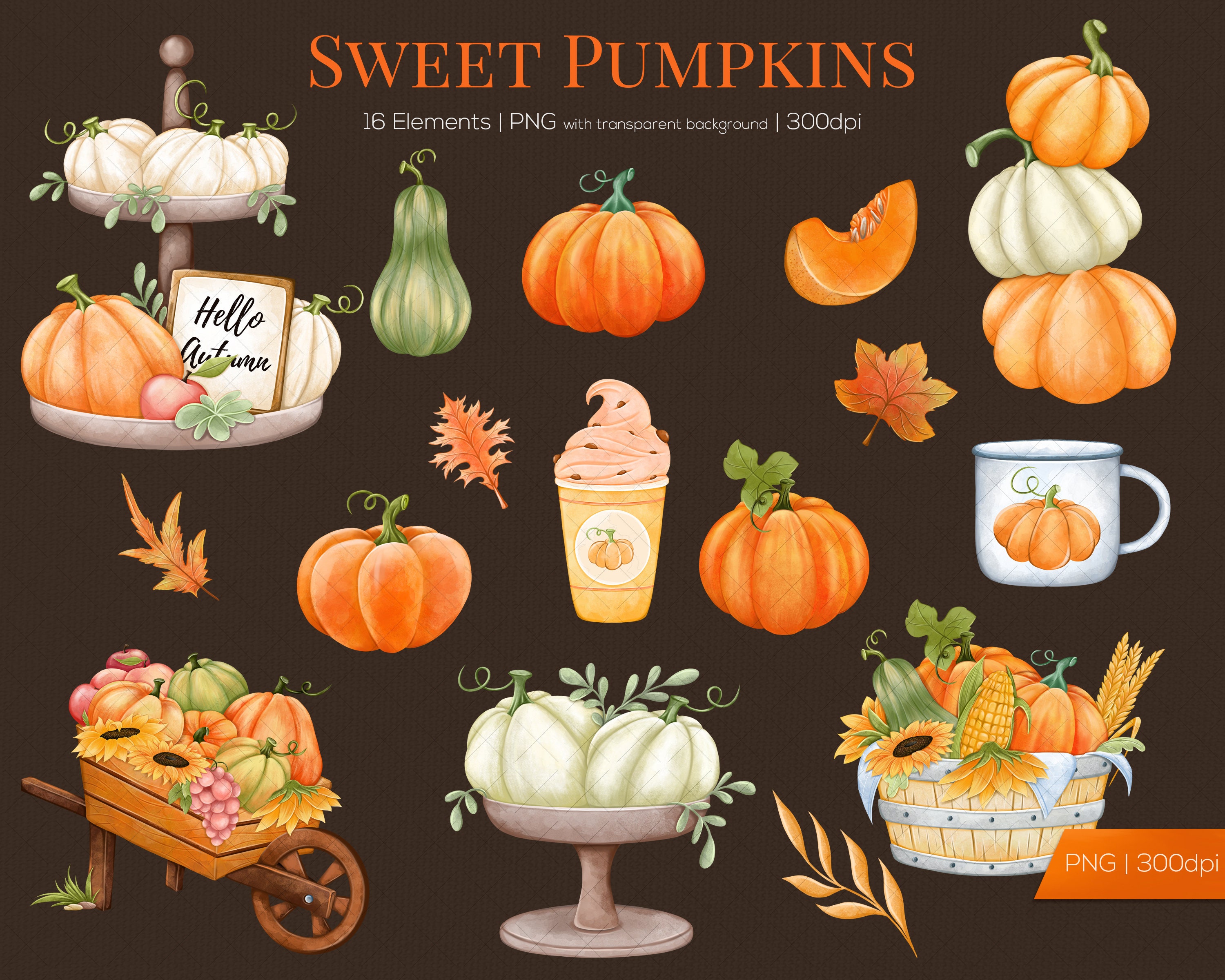 Pumpkin Clipart Fall Clipart Thanksgiving Day Clipart - Etsy