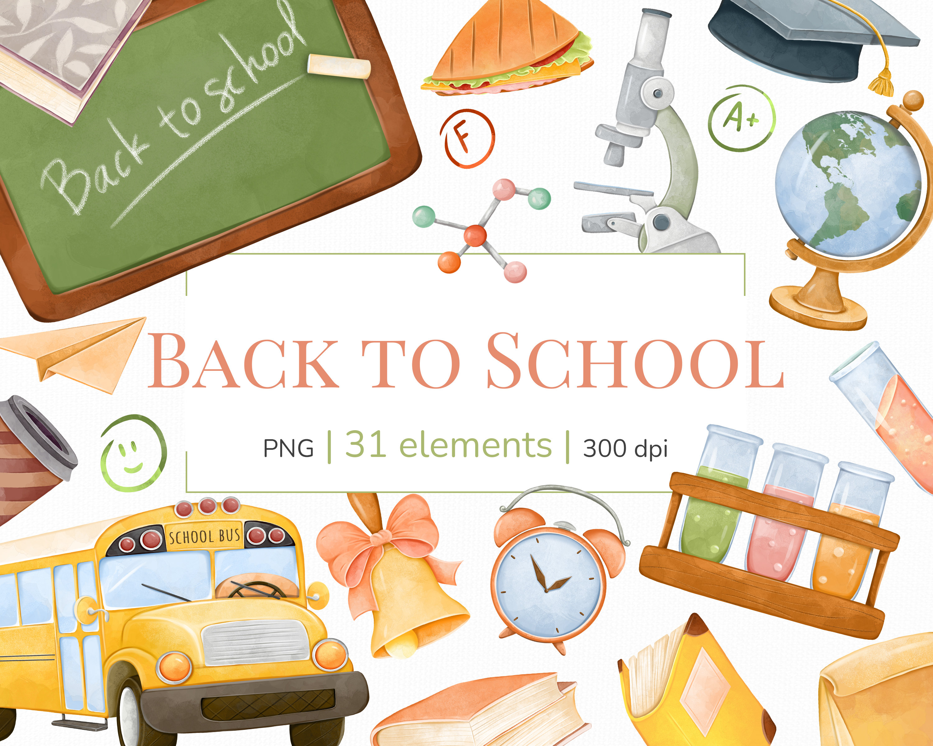 Retour à lécole png Clipart scolaire Autobus scolaires - Etsy Canada