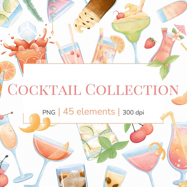 Cocktail Clip Art - Etsy