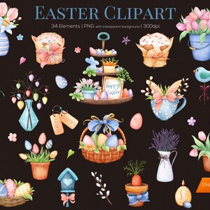 Easter Clipart Png Files | Easter Eggs Clipart | Easter Bunny Ears Clip ...