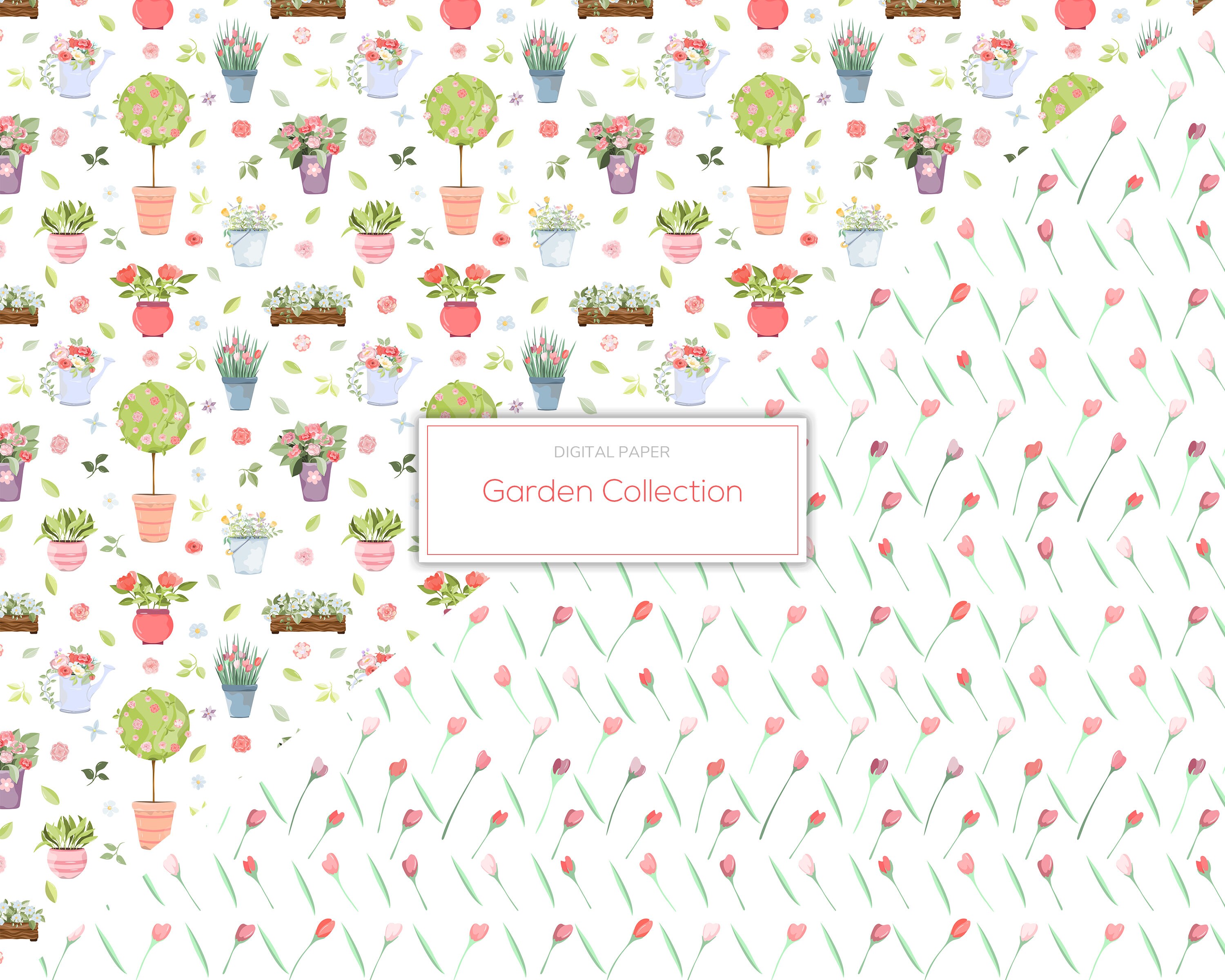 Garden Digital Paper. Spring Digital Paper. Floral Pattern - Etsy
