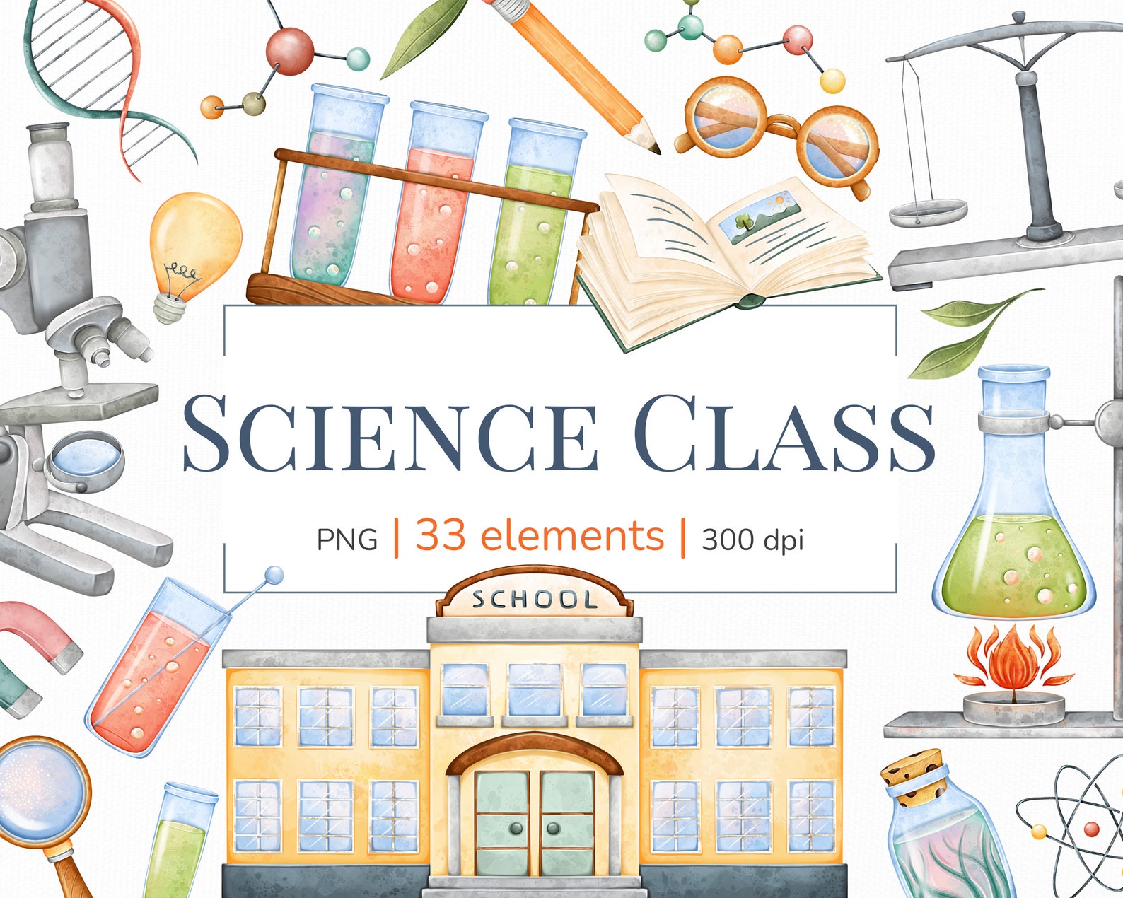 Science Clipart Watercolor School Clipart Graduation - Etsy