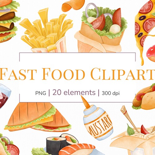 Fastfood Clipart Junk Food Clipart Food Clip Art - Etsy Canada