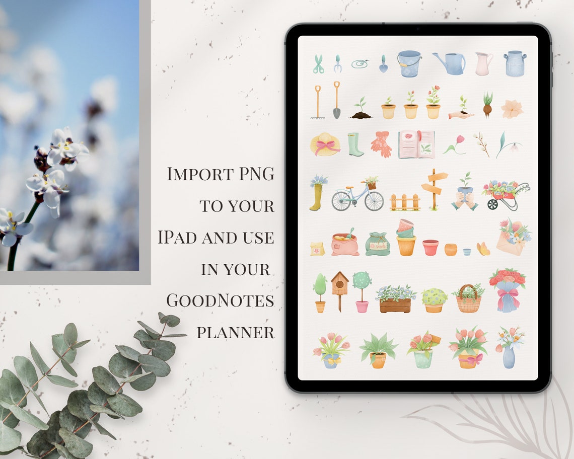 Gardening Clipart Spring Garden PNG Potted Plants and - Etsy