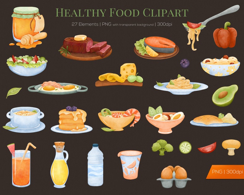Healthy Food Clipart Vegetable Clipart Food Illustration - Etsy