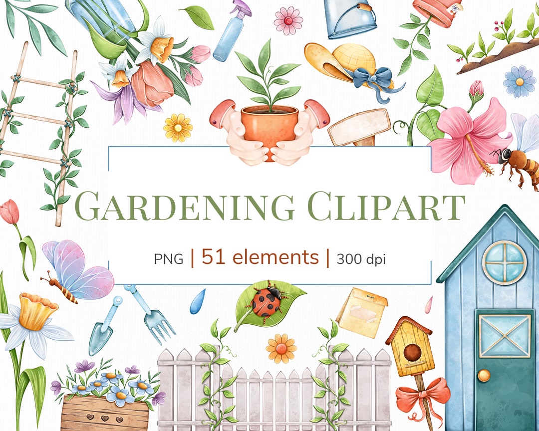 Gardening Clipart | Spring Clip Art | Farmhouse Clipart | Flower ...