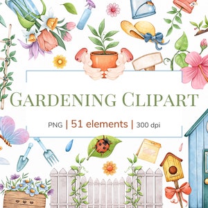 Gardening Clipart | Spring Clip Art | Farmhouse Clipart | Flower ...