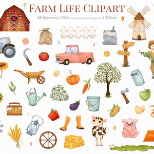 Farm Clipart | Watercolor Thanksgiving Day Clipart | Autumn Clipart ...